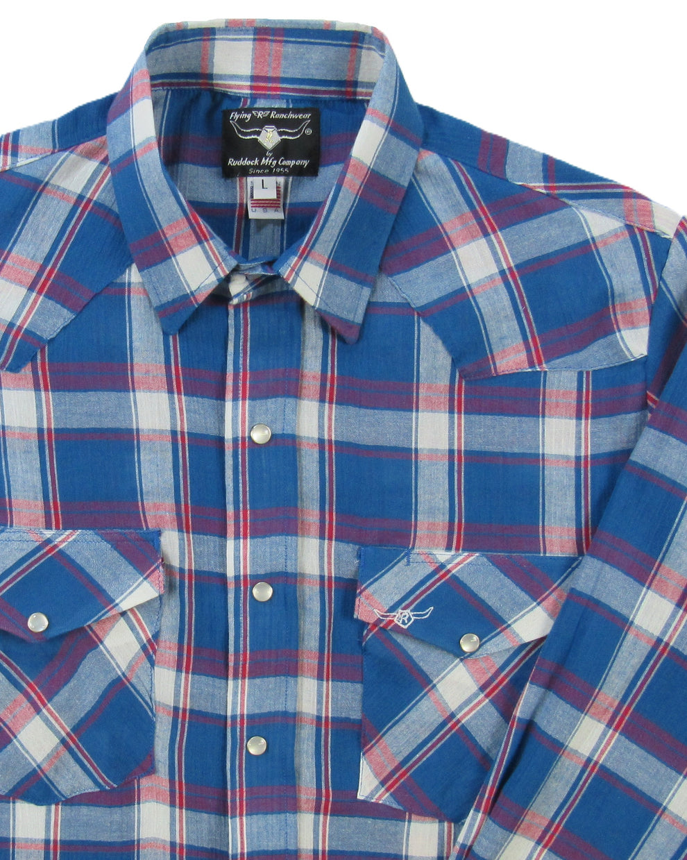 Flying R Ranchwear - Feather Plaids - Americana Blue - Long Sleeve - N ...